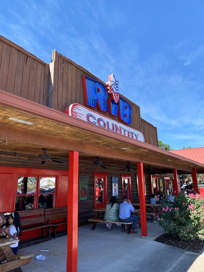 A beacon of BBQ bliss! This exterior shot is like a siren song for meat lovers &ndash; resistance is futile, so just give in to the delicious temptation.