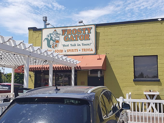 Another angle of gator greatness! This exterior shot proves that good things come in bright green packages. It's not just a meal, it's an experience.