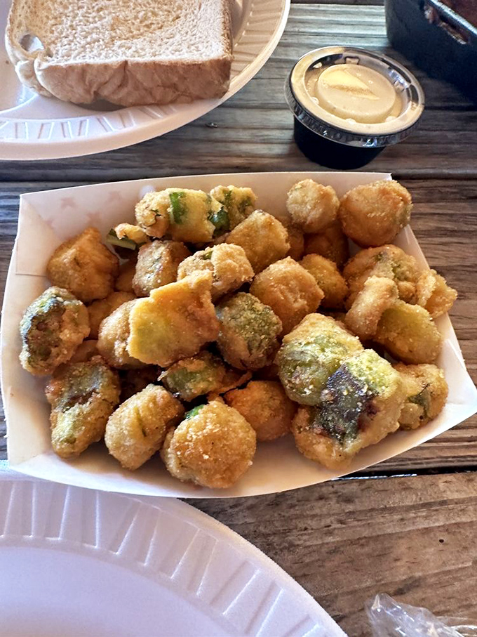 Fried okra: the South's answer to popcorn. These little nuggets of goodness are more addictive than binge-watching "Golden Girls" reruns.