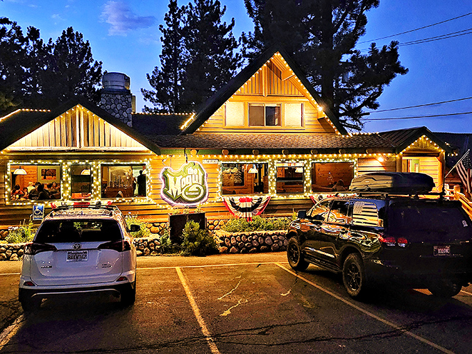 As day turns to dusk, Mogul transforms into a twinkling wonderland. It's like Christmas came early, but Santa brought mashed potatoes instead of presents.