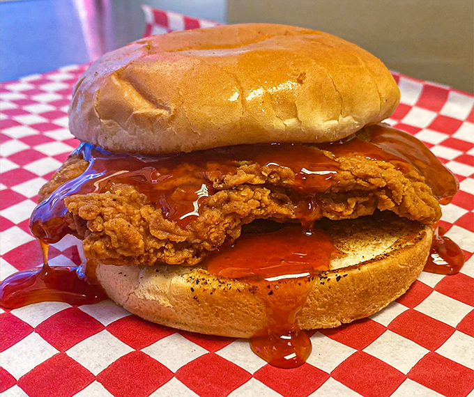 Hot honey chicken, where have you been all my life? This sandwich is the spicy-sweet romance your taste buds have been craving.