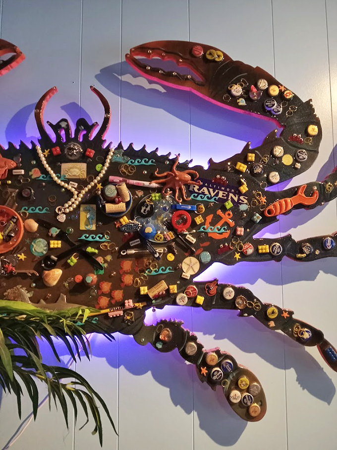 Is it a crab or a work of art? This bejeweled crustacean proves that at Mother Shuckers, even the décor is shell-ebrating the fruits of the sea!