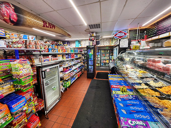Snack attack paradise! This deli's interior is a Willy Wonka dream for the chip and candy lover in all of us.