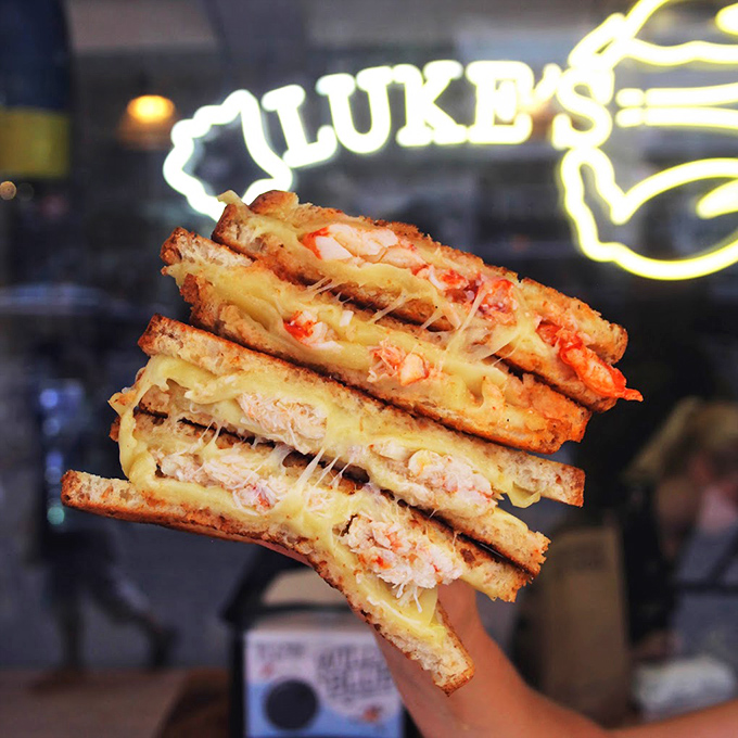 Lobster Grilled Cheese: where comfort food meets luxury. It's like wearing sweatpants to a black-tie event – unexpectedly perfect!