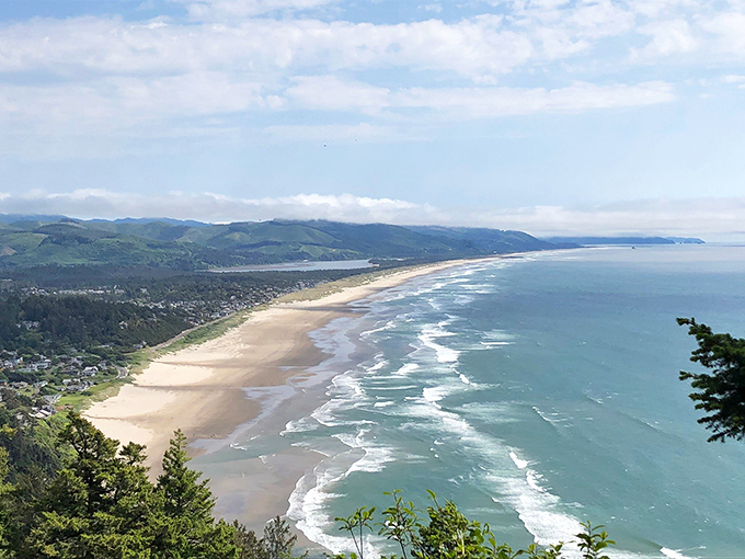 From Neahkahnie Mountain's vantage point, Manzanita's coastline unfurls like nature's perfect panorama&mdash;seven miles of "wish you were here."