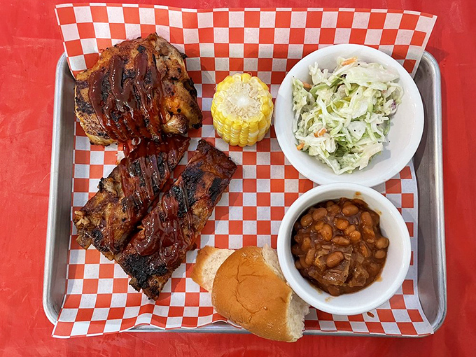 The BBQ sampler of dreams. It's like a flavor festival on a tray, where every bite is a ticket to deliciousness. Prepare for a meat-induced food coma!