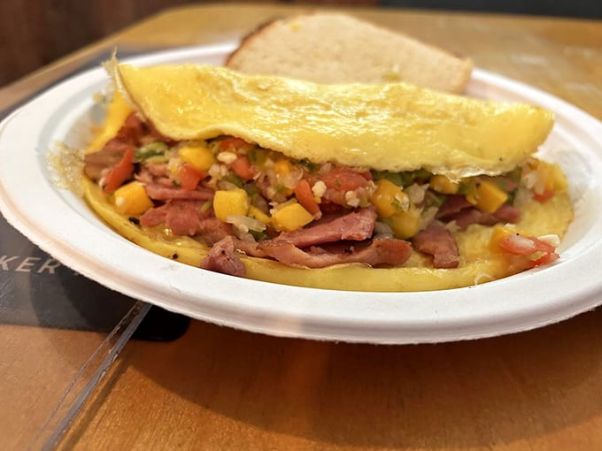 Tropical twist meets breakfast classic. It's like your omelet went on vacation and came back cooler than ever.