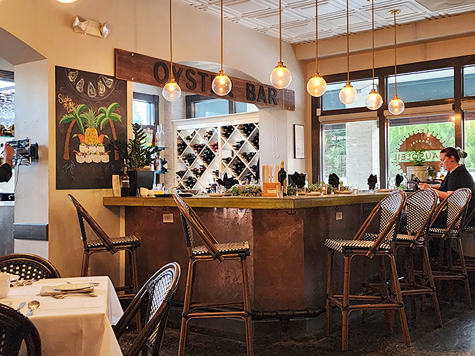 Pull up a chair at the oyster bar and watch the world become your oyster. It's seafood theater, and you've got front row seats!