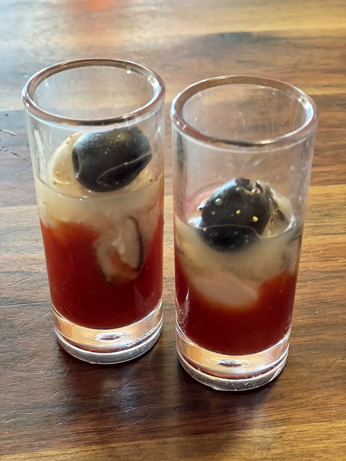 Oyster shooters: the ocean's version of a tequila shot! These briny bites of the sea are like taking a refreshing dive into the Pacific &ndash; no wetsuit required.