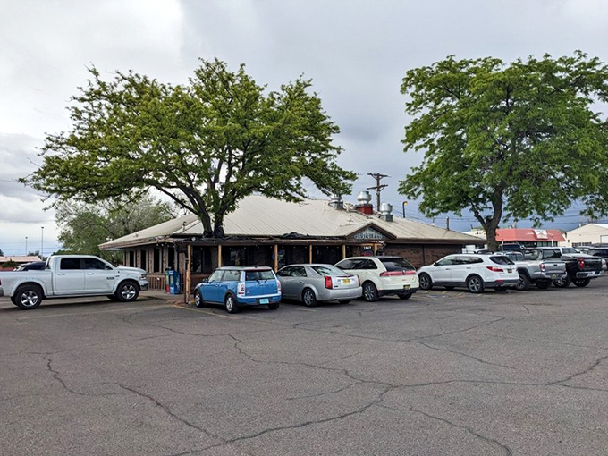Parking lot or flavor launching pad? At Los Potrillos, every car represents a group of soon-to-be-satisfied food adventurers.