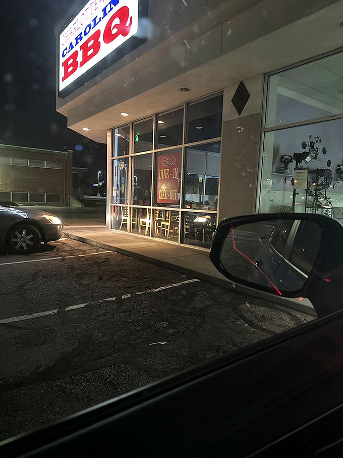Night or day, BBQ cravings don't sleep! Charlotte-Rose's glowing sign is like a lighthouse, guiding hungry souls to flavortown.