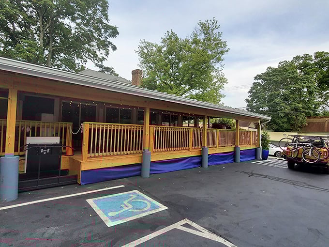 Even the parking lot has Southern charm. With a wooden porch that's more inviting than a rocking chair at sunset, you'll be tempted to linger.