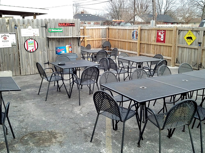 The patio: where fresh air meets flavor. Perfect for those "I should probably eat a vegetable" moments... right after one more wing.