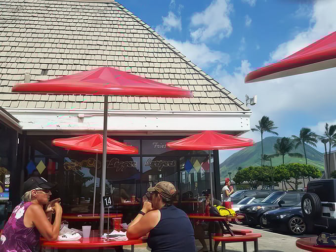 Burgers with a view? Now that's what I call island living! This patio offers a side of paradise with every bite.