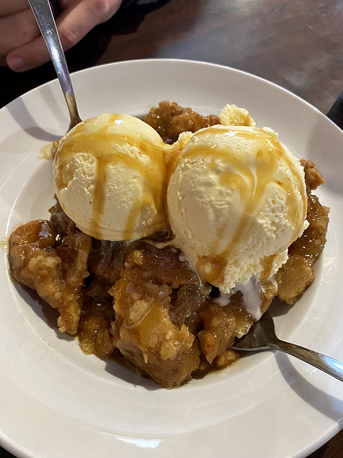 The cobbler alamode doesn't just end your meal&mdash;it crowns it, with warm fruit and melting ice cream creating dessert perfection.
