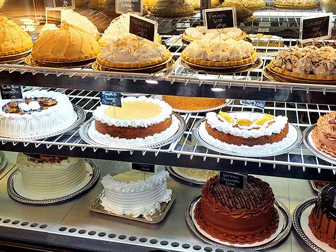 Pie-fection in every flavor! This display case is the stuff of sweet dreams and loosened belt notches.