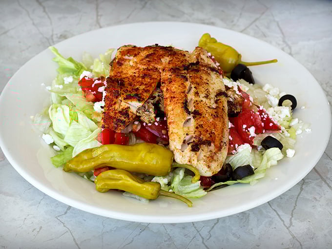 Who says you can't be healthy at a diner? This salad is fresher than a daytime TV plot twist, proving Salem's can satisfy all cravings.