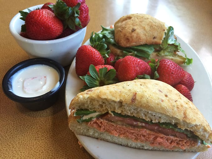 Salmon and strawberries, a match made in culinary heaven! Who knew fish could be this fancy?