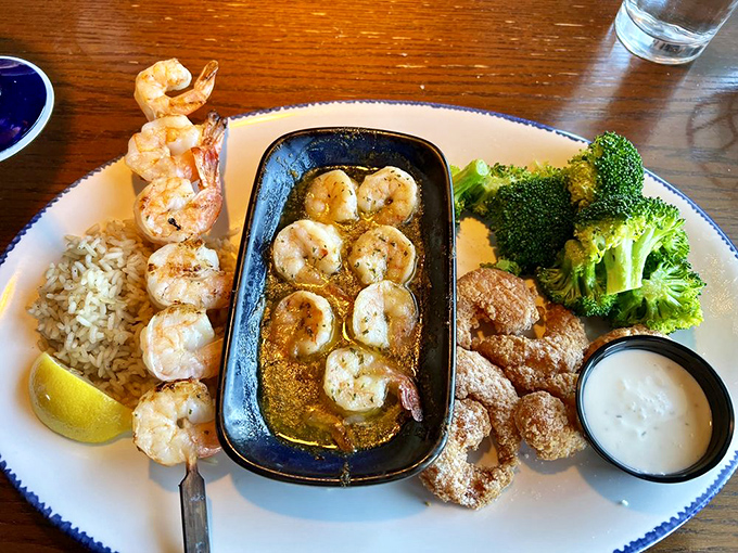 A plate so perfectly balanced, it could teach a yoga class. Namaste and pass the shrimp!