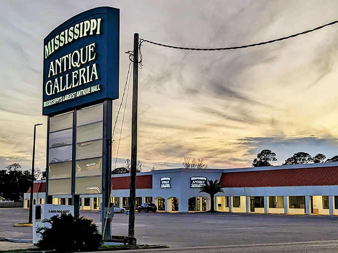 As the sun sets on another day of treasure hunting, the Mississippi Antique Galleria stands ready for tomorrow's adventures.