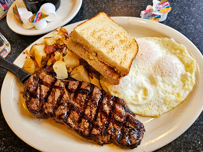 Who says you can't have it all? This steak and eggs plate is the breakfast of champions – and anyone else who loves starting their day with a protein-packed punch.