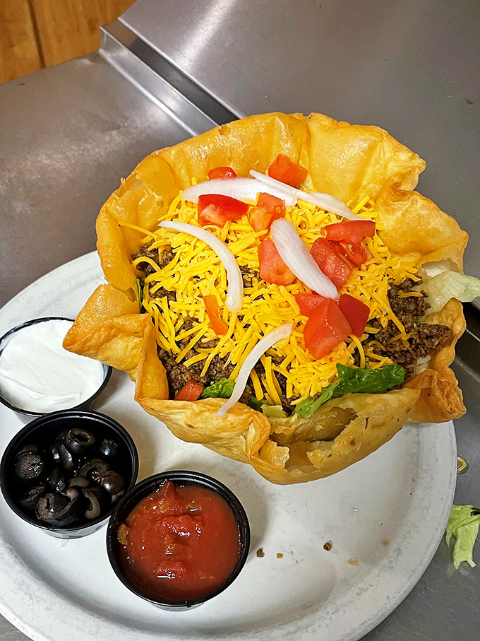 Taco Salad: When you want to feel healthy but can't resist the siren call of cheese and tortilla chips. It's a fiesta in a crispy bowl!