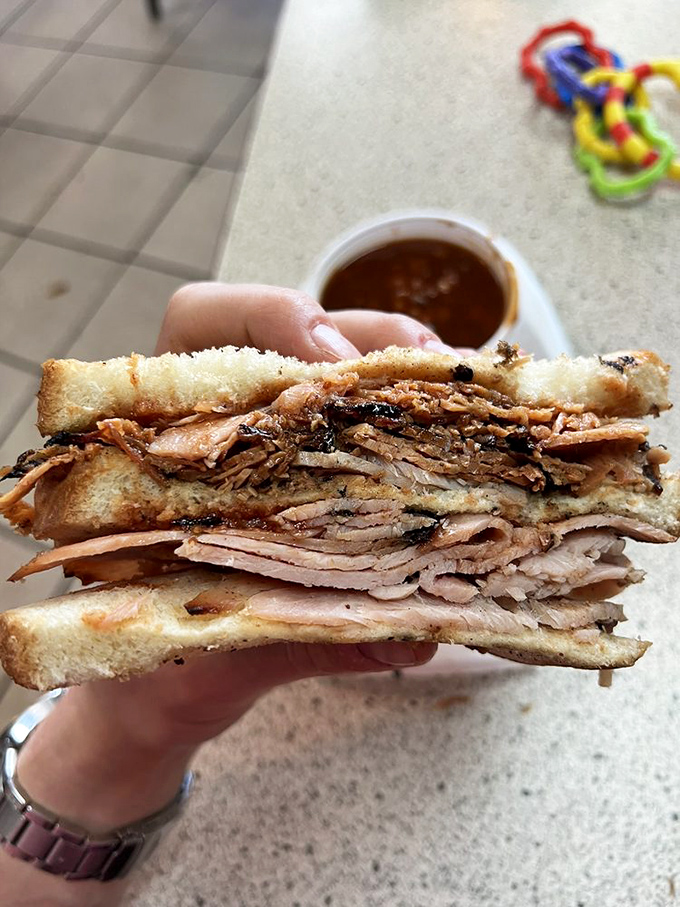 This turkey sandwich proves that even the birds want in on KC's barbecue action - and who can blame them?