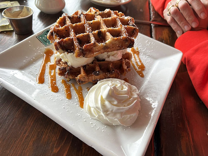 Waffles for dessert? It's not just allowed, it's encouraged. This sundae is what breakfast dreams are made of.