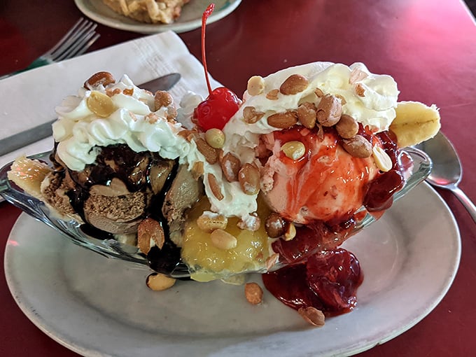 The holy grail of desserts! This banana split is a flavor fiesta that would make Willy Wonka himself green with envy.