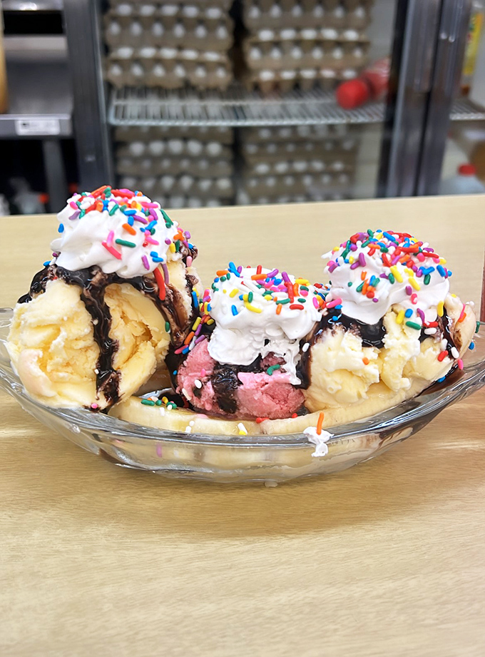 Banana split bonanza! This isn't just dessert; it's a flavor fiesta in a bowl, where ice cream, fruit, and toppings come together for the ultimate sugar rush.