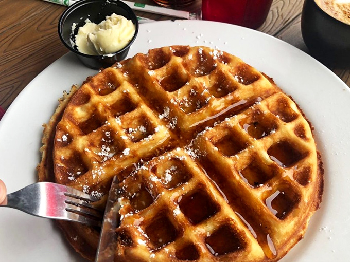 Waffle wonderland: Golden, crisp, and ready for its syrupy close-up, this Belgian waffle is the breakfast of champions.