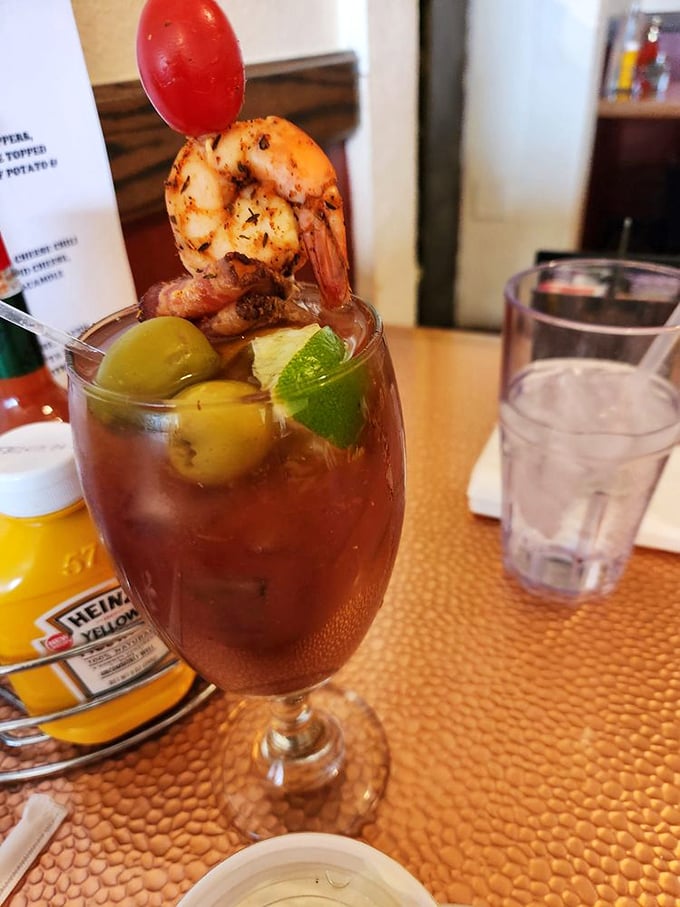Cheers to good times! This Bloody Mary is like a meal in a glass &ndash; perfect for when you can't decide between drinking and eating.