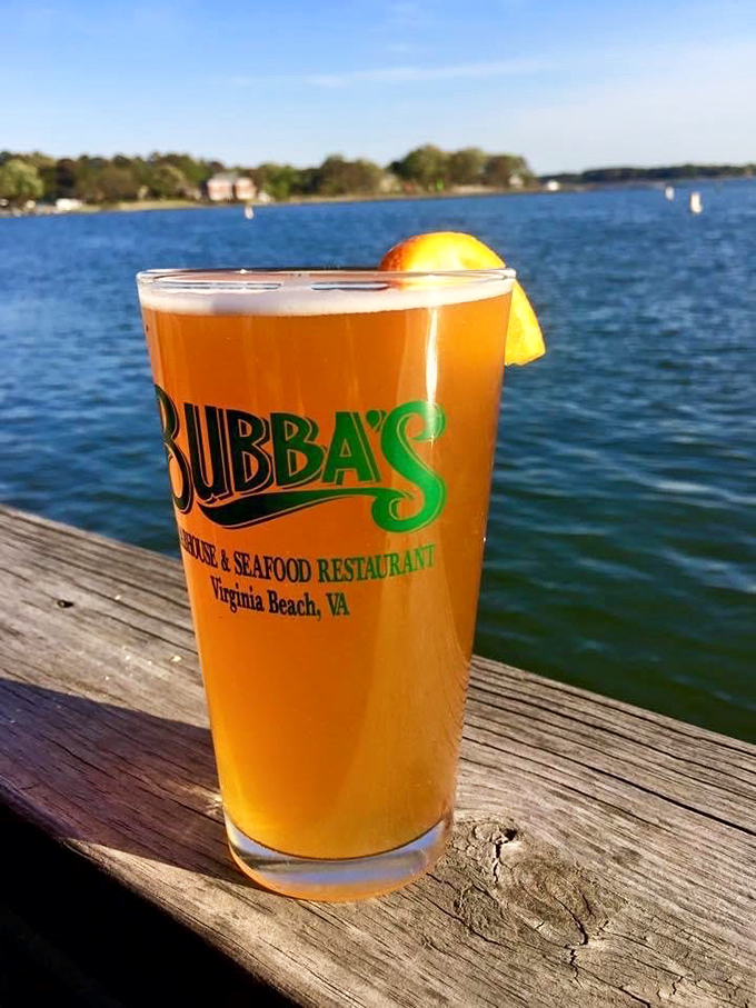 Bubba's signature drink with a view that could make a mermaid jealous. Sip, savor, and watch the world float by on the gentle Virginia Beach waves.