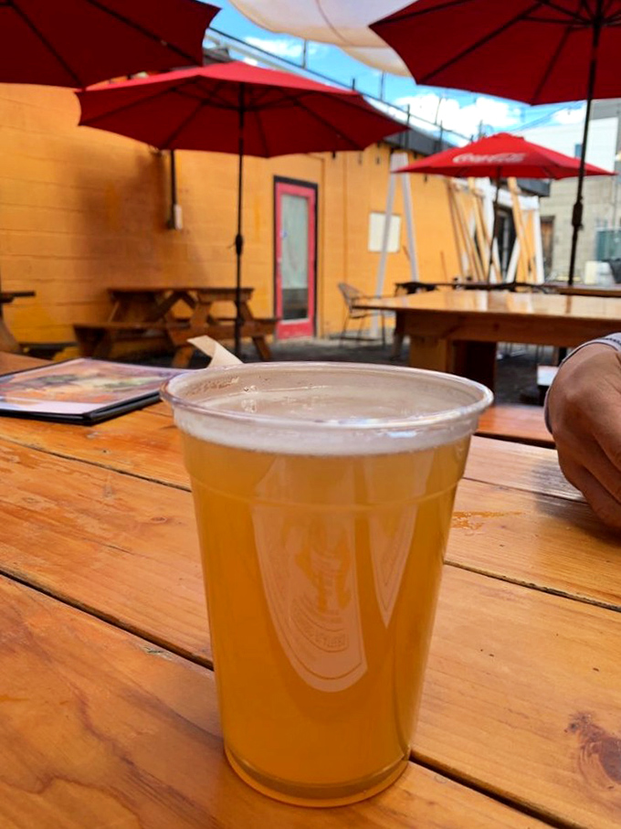 Cheers to good BBQ! Nothing washes down smoky goodness like a frosty beverage on Pat's sunny patio.