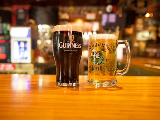 Beer this photogenic deserves respect&mdash;a perfectly poured Guinness alongside Dugan's own golden creation, awaiting your first satisfying sip.