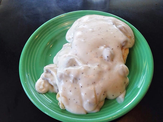 Gravy train coming through! These biscuits are so smothered in creamy goodness, they might need a lifeguard on duty.