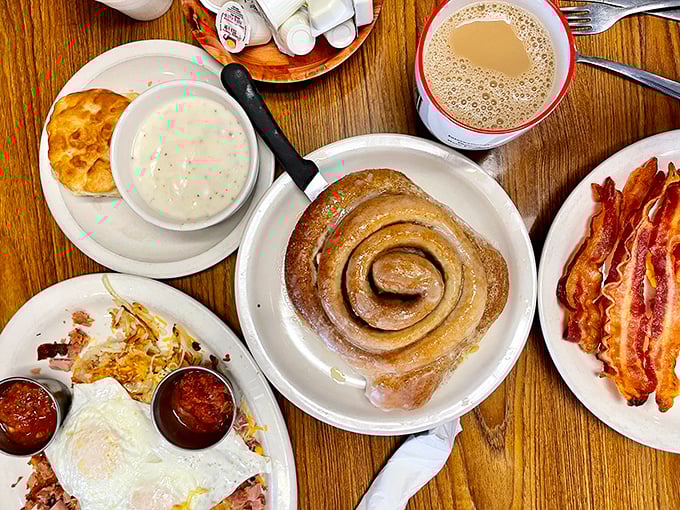 A breakfast spread that's part meal, part edible art installation. Bacon has never looked so Instagram-worthy.