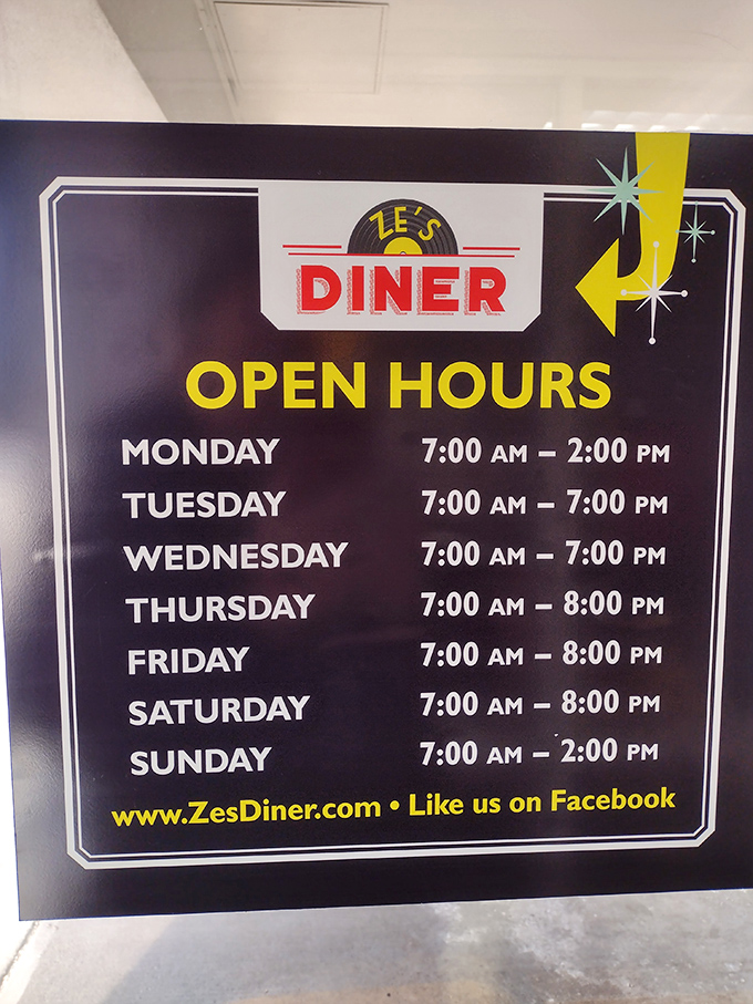 Time waits for no one, but Ze's Diner comes pretty close. These hours are more accommodating than your favorite yoga instructor!