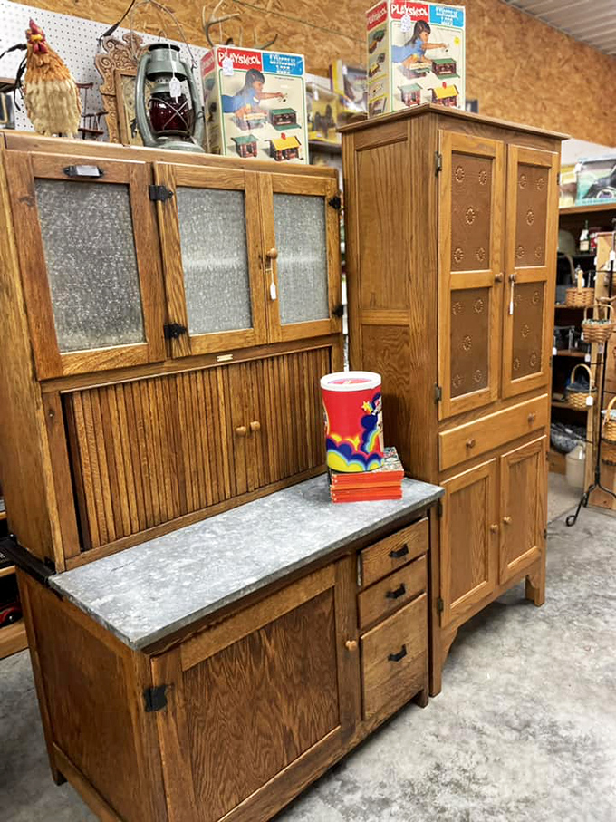 Hoosier cabinets that once organized America's kitchens before built-ins became all the rage&mdash;farmhouse chic before Instagram made it cool.