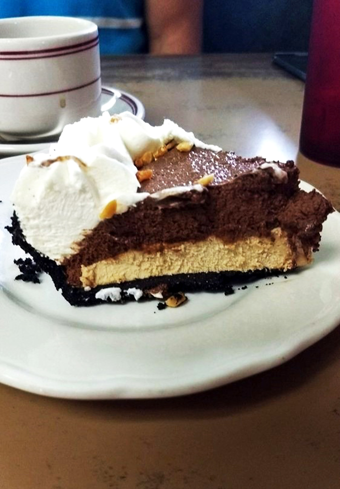 Chocolate pie that's darker than my coffee and richer than my imaginary oil tycoon uncle. A slice of pure, unadulterated bliss!