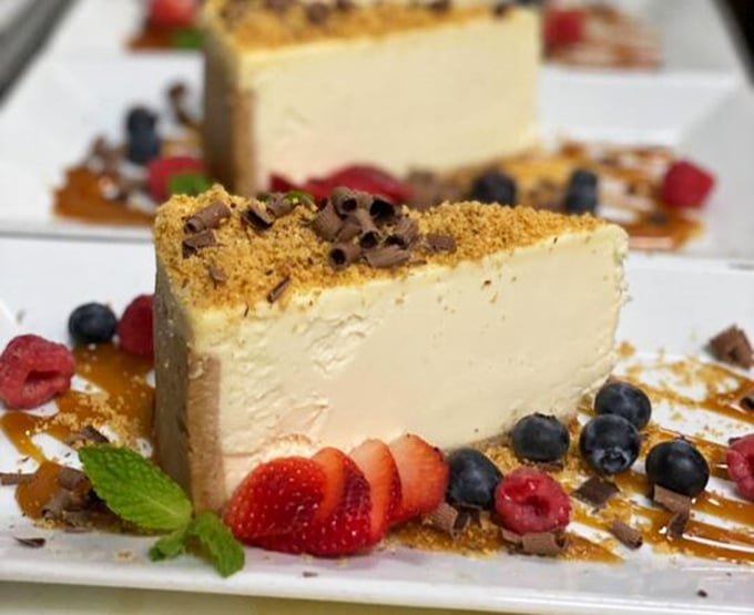 Dessert or edible work of art? This slice of heaven proves that cheesecake is the answer, no matter the question.