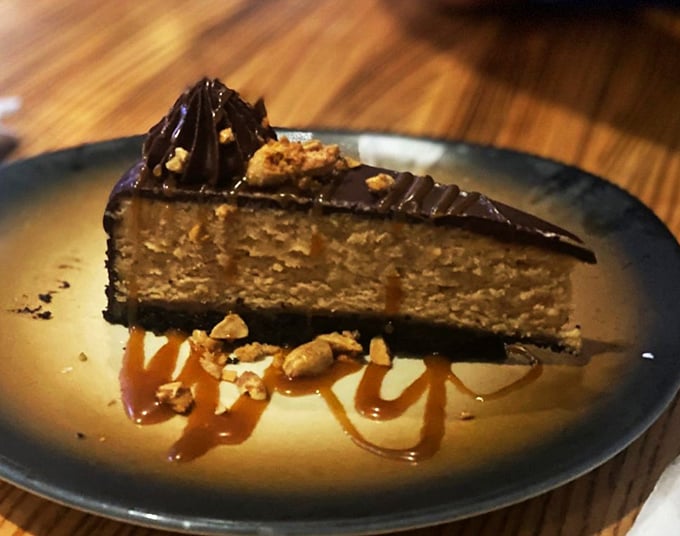 A slice of chocolate perfection with caramel drizzle that makes you temporarily forget about haupia pie and shave ice. Almost.