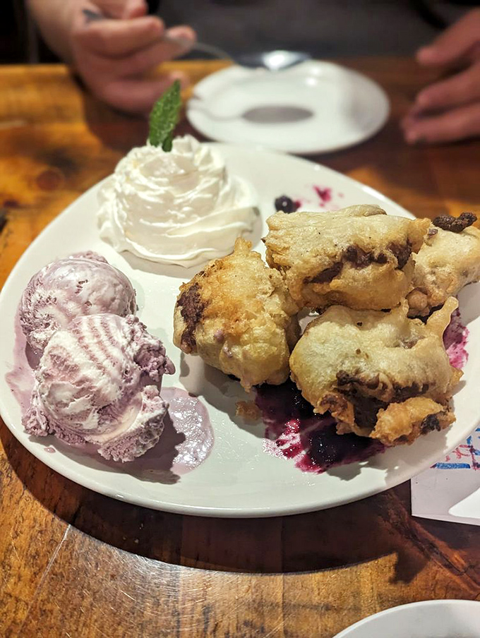 This dessert plate combines warm, golden pastry with cool, creamy ice cream in what can only be described as a temperature tango for your taste buds.