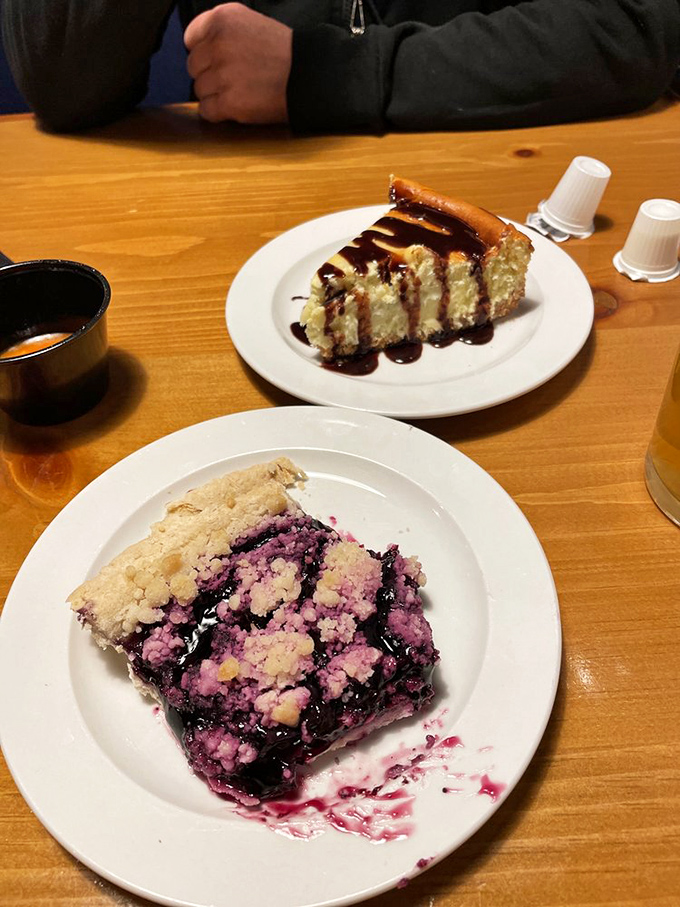 Dessert dilemma! With options this tempting, you might need to flip a krona to decide between the berry-licious pie or the decadent cheesecake.