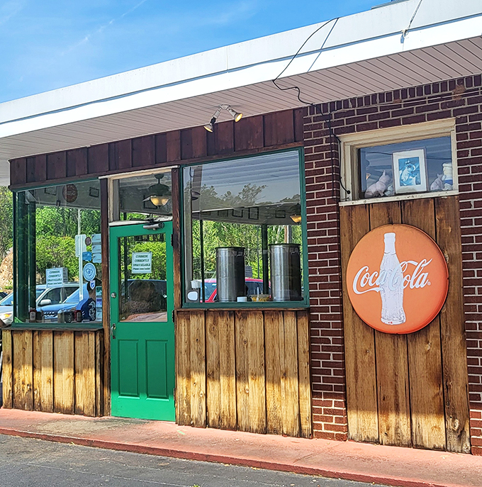 Green door to gastronomic bliss! Step through this entrance and prepare for a flavor adventure that'll have you coming back for seconds... and thirds.