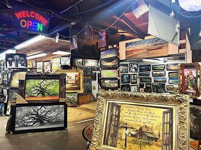 Art attack! This frame-tastic display is like a museum gift shop on steroids. Find the perfect piece to make your walls pop!