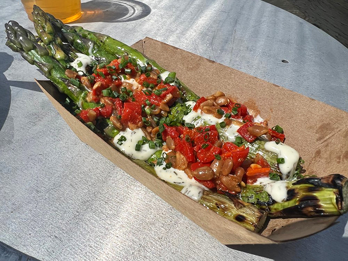 Who knew vegetables could be sexy? This grilled asparagus is dressed to impress, proving that sometimes, it's easy being green.