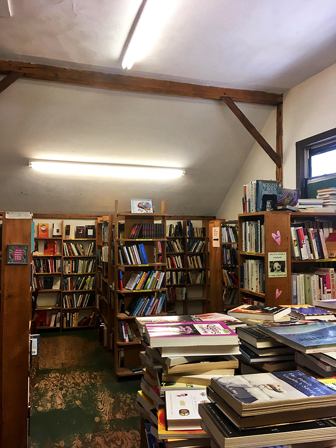 Attic or archive? This top-floor treasure trove is where dust jackets go to party. Indiana Jones would need more than his whip to navigate these stacks!