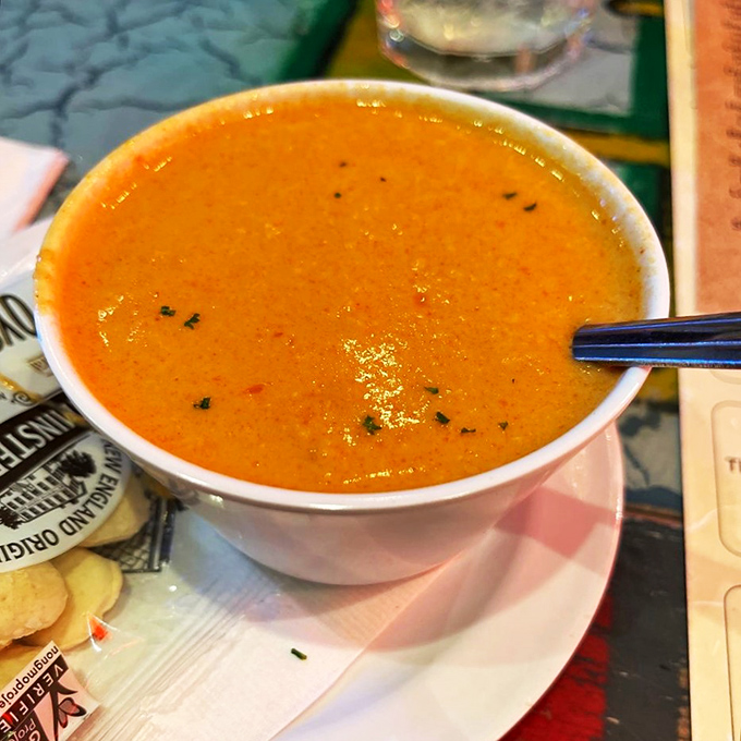 A bowl of liquid gold that would make King Midas jealous. This lobster bisque is comfort in a cup, with a side of luxury.