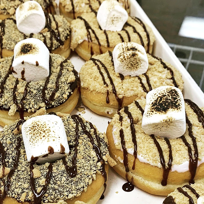 S'more, please! These marshmallow-topped delights are like campfire memories in donut form &ndash; no tent required.